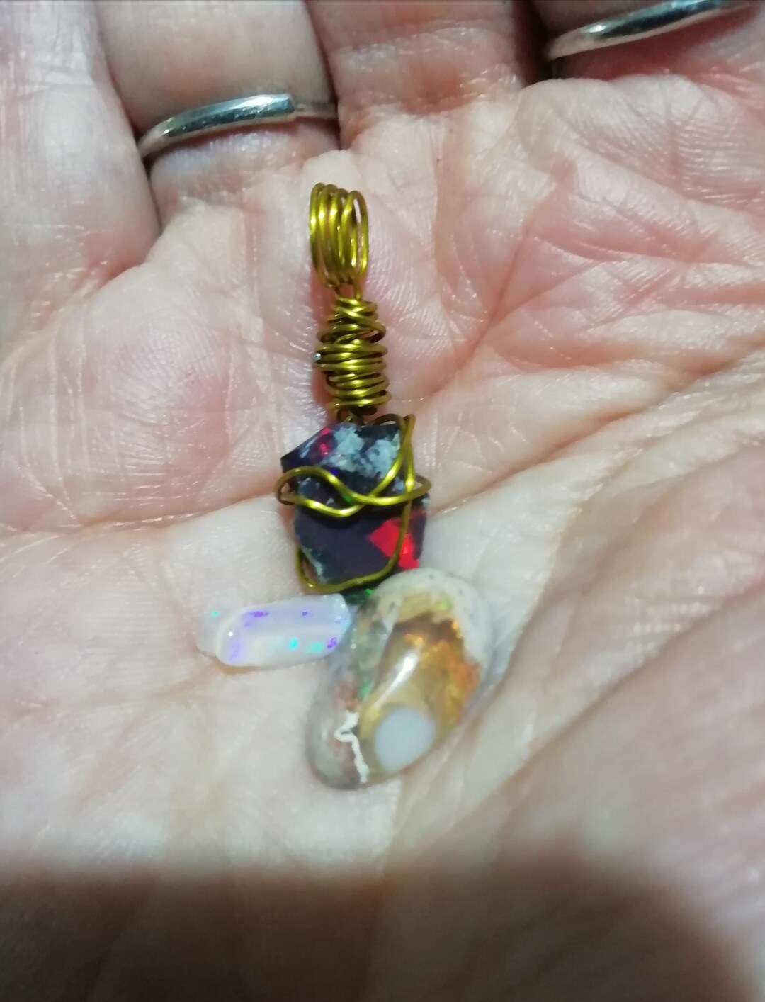 Super Flashy Raw Black Opal Amulet Pendant, Blue Jelly Opal, and ...