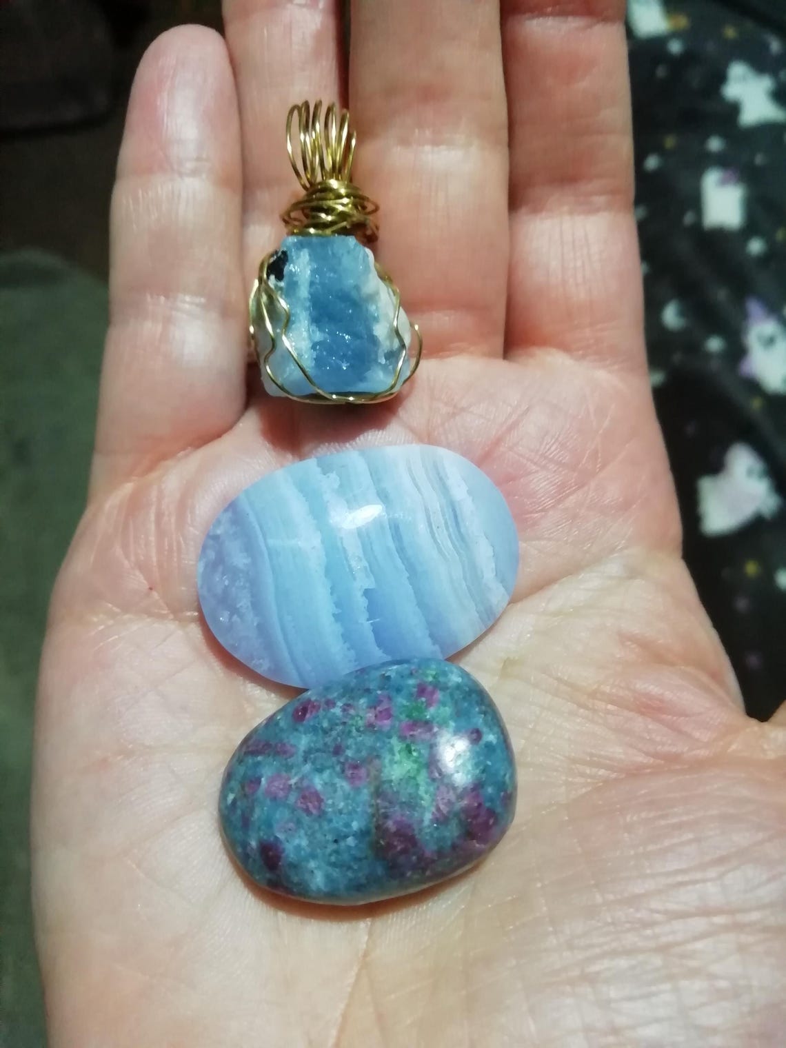 Rare Scandium Blue Aquamarine Crystal Amulet Pendant, Blue Lace Agate ...