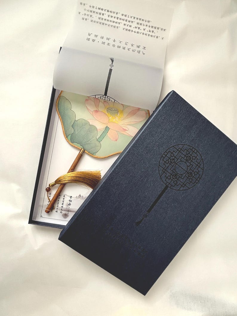 Hand-painted Silk Fan - Lotus Flower Gongbi Art - Chinese Traditional ...