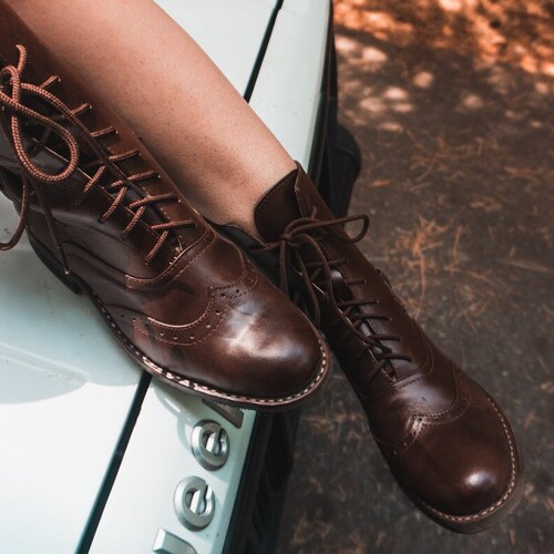 Women Ankle Boots in Tan Italian Soft Leather Lace up - Etsy Canada