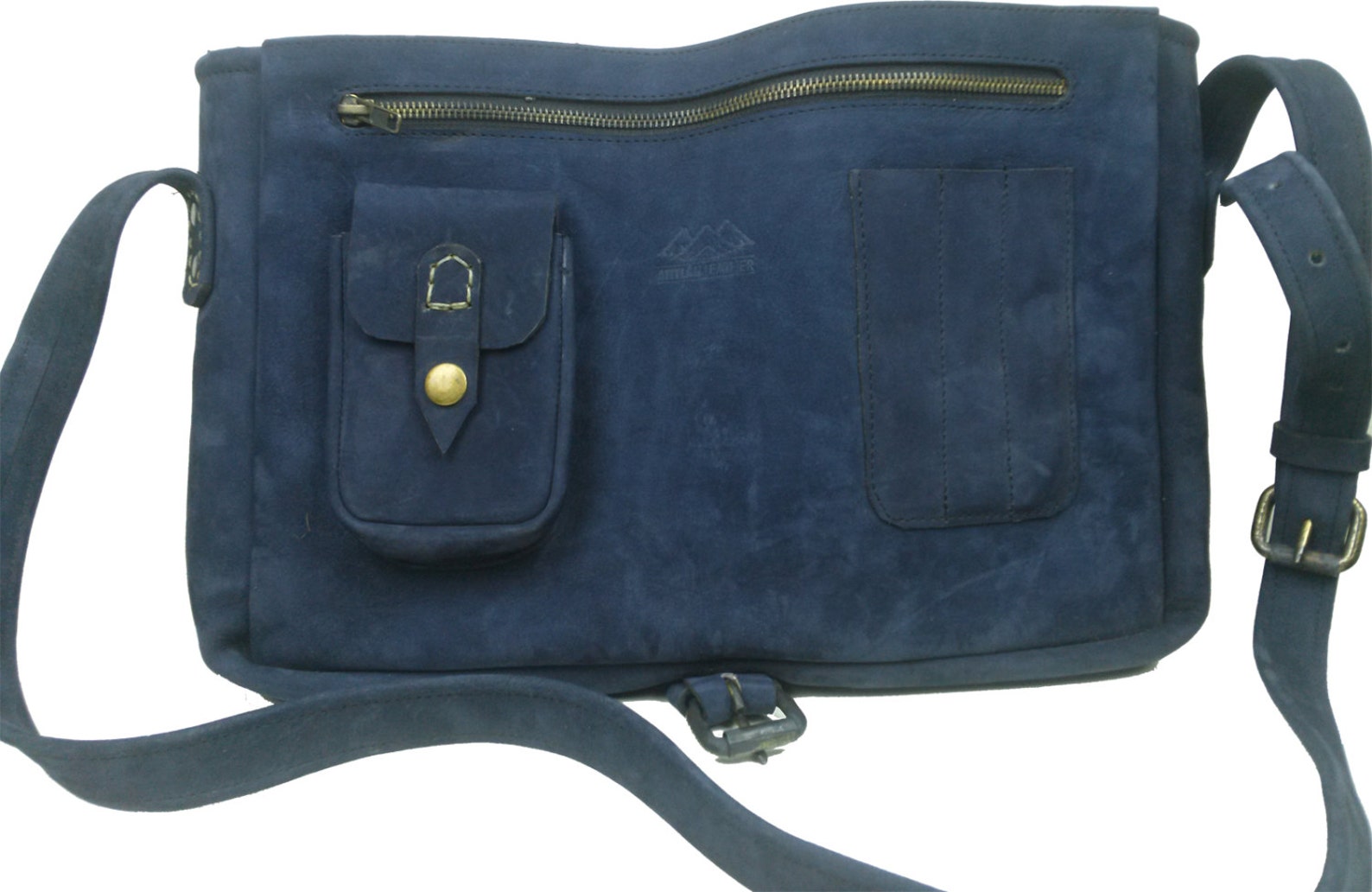 Handcrafted Blue Suede Leather Messenger Bag. Fits Laptop up - Etsy