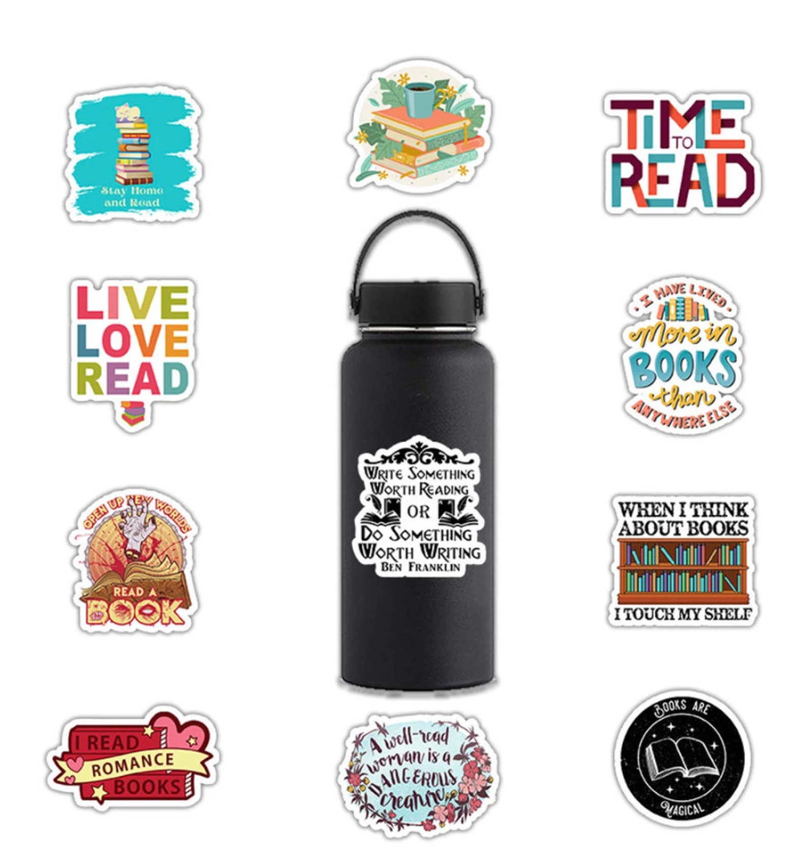 Book Reading Stickers Pack of Either 10 2550 or 100 Mixed | Etsy