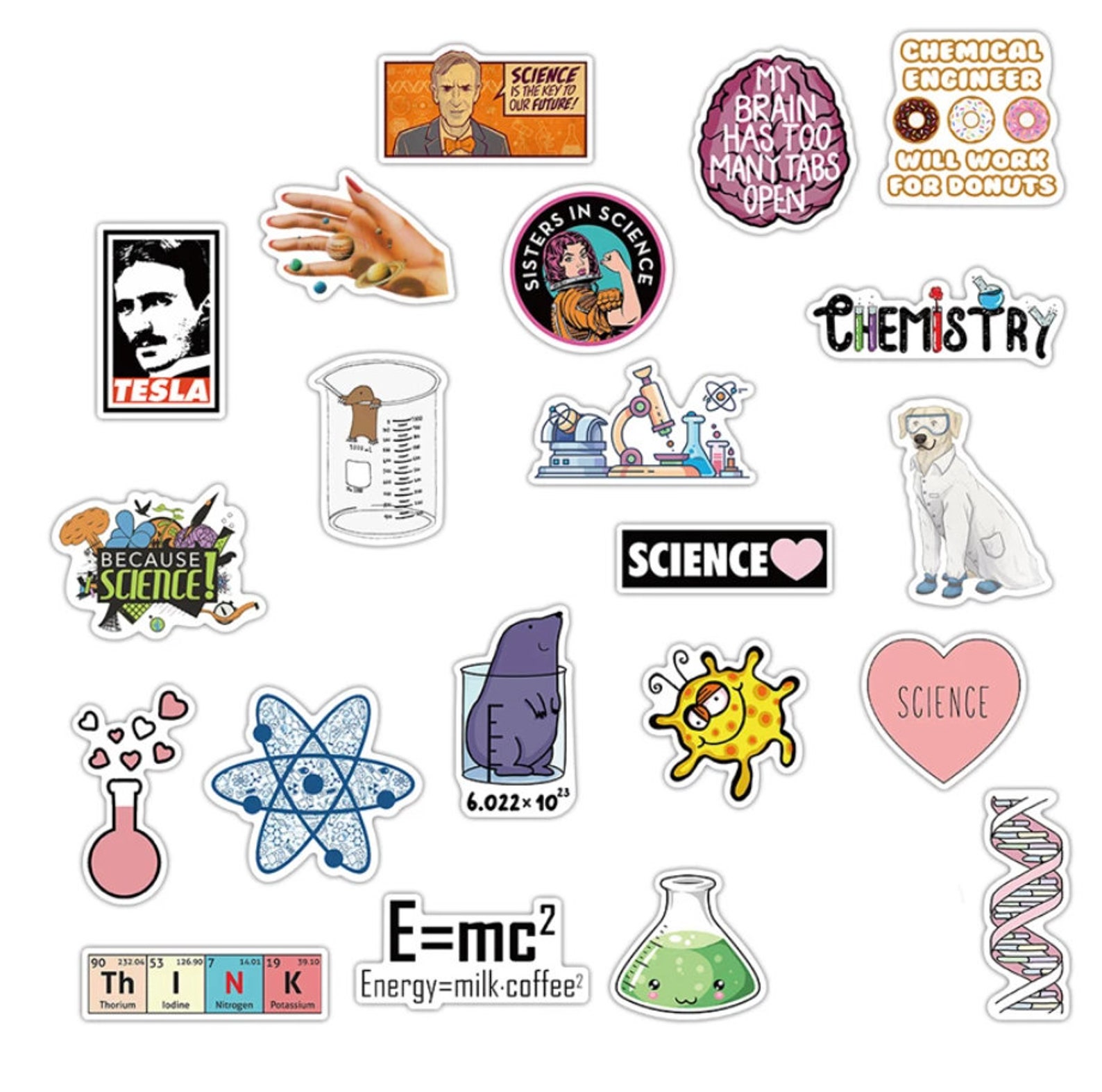 Science Biology Physics Chemistry Stickers Pack of Either 10 - Etsy