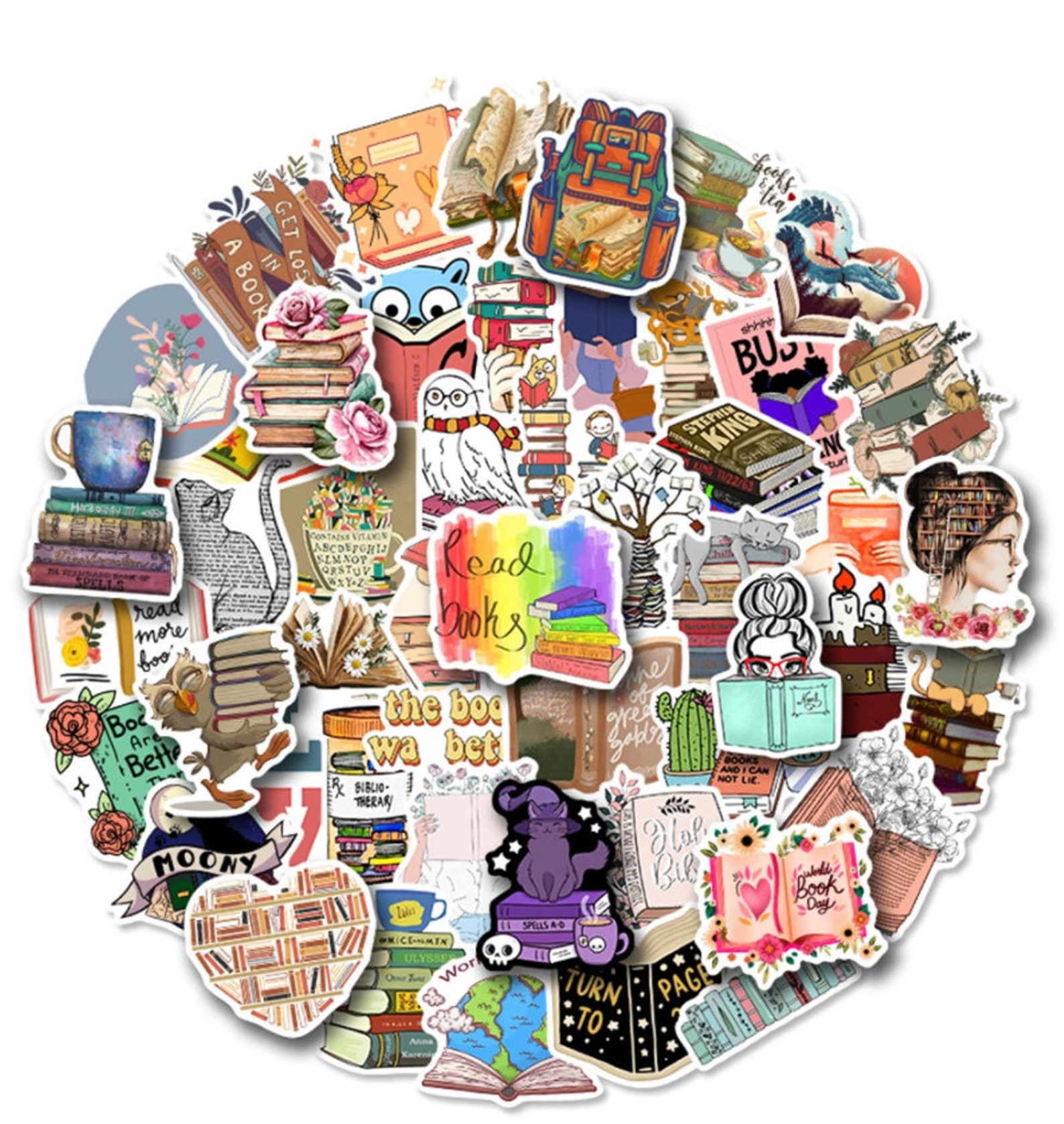 Book Reading Stickers Pack of Either 10 2550 or 100 Mixed | Etsy