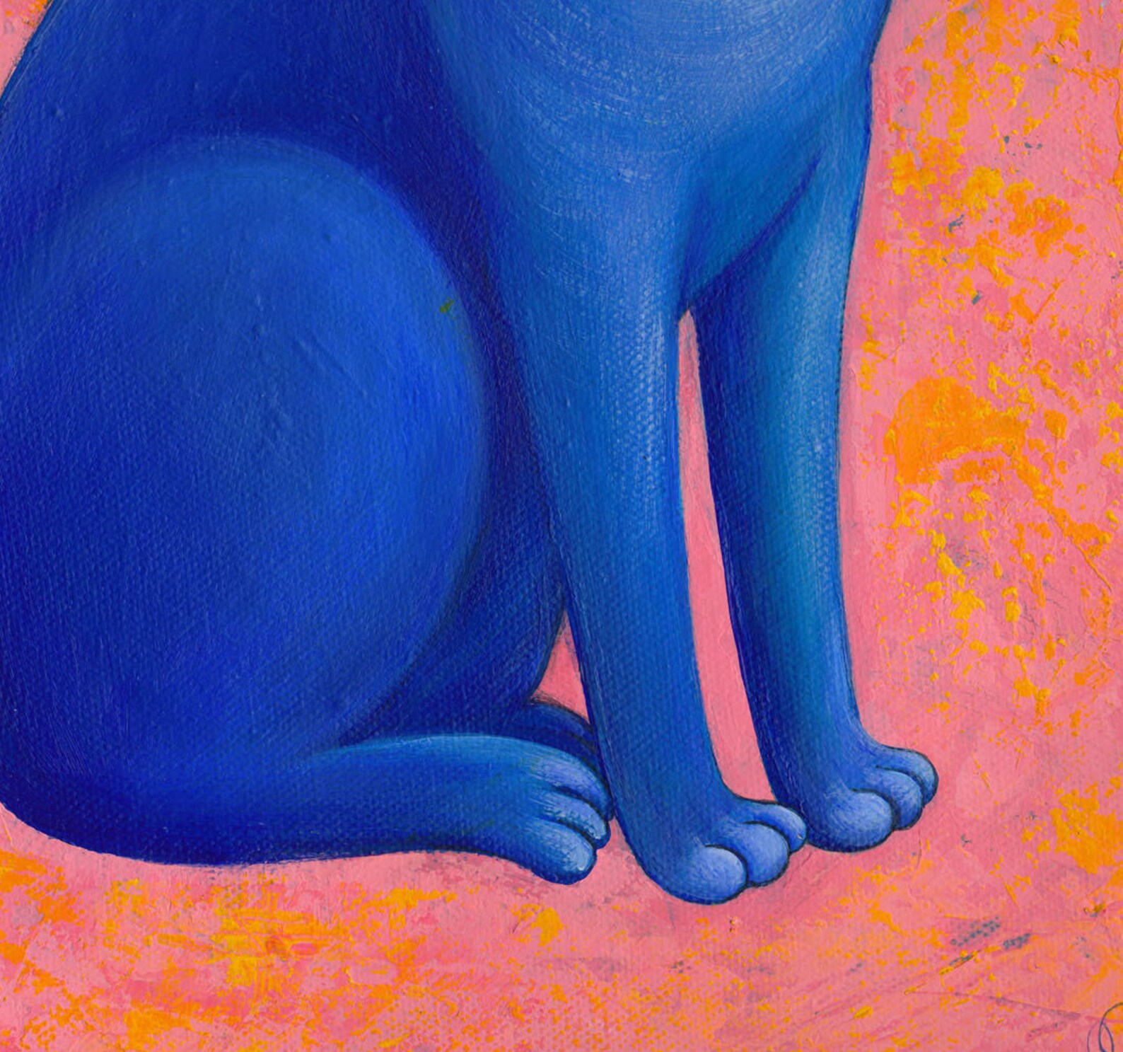 Blue Cat, Picture, Art Print, Print of Original Acrylic Painting , A4 ...