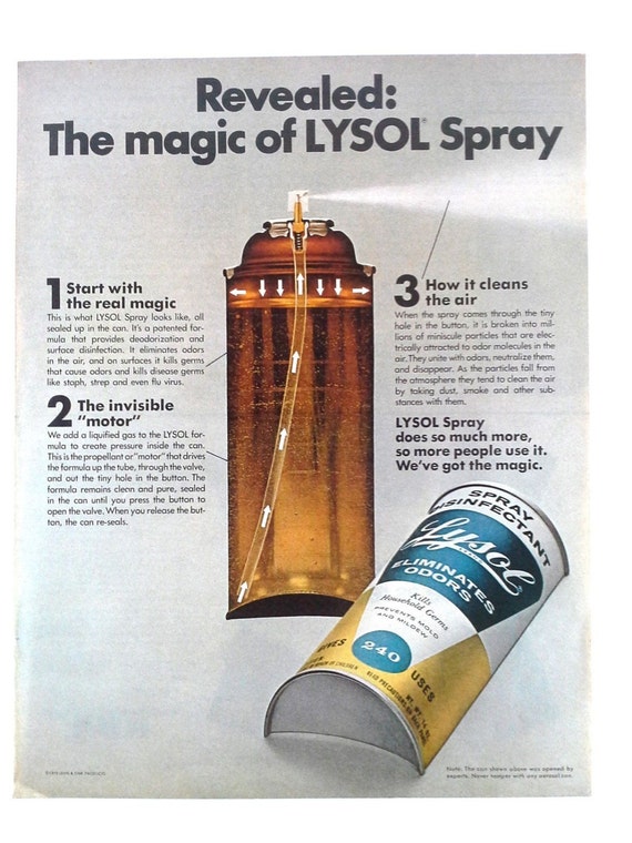 Items similar to Vintage 1971 Print Ad The Magic of Lysol Spray on Etsy