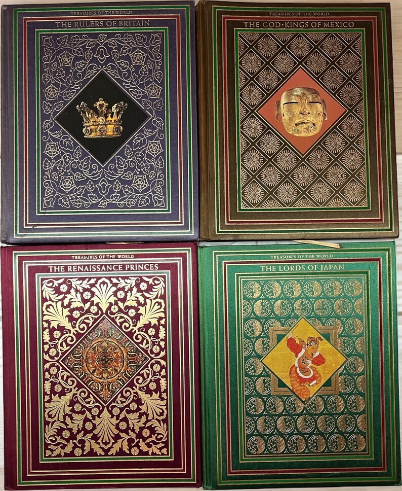 Treasures of the World Art Book, Gilt-edged Vintage Library Decor - Etsy