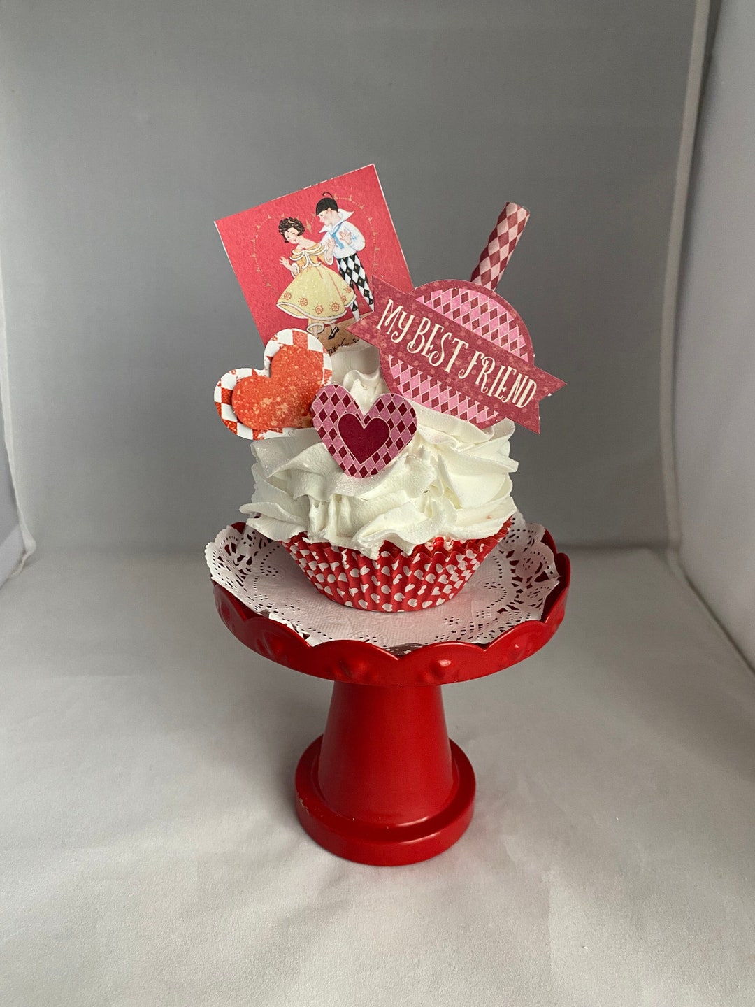 Valentines Faux Cupcake, Fake Cupcake, Fake Bake, Fake Whip Cream ...