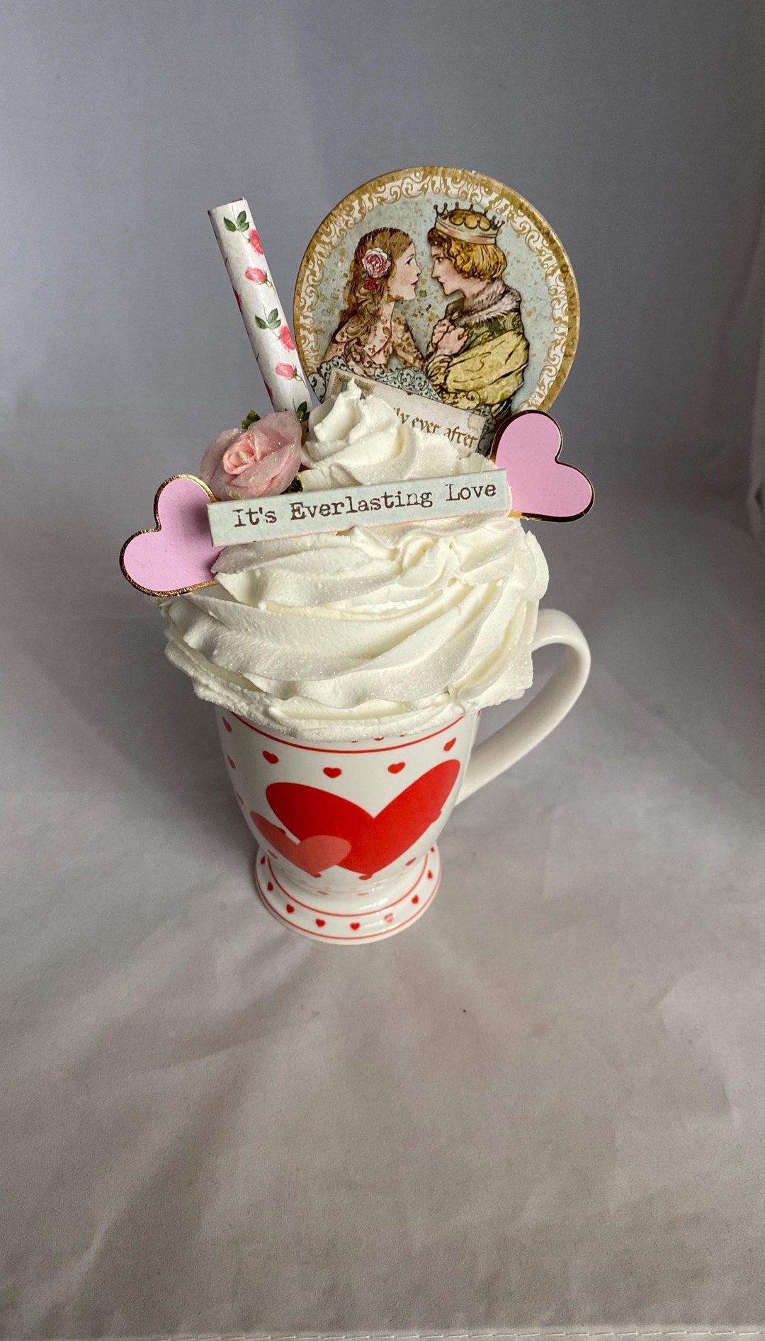 Valentines, Mug Topper , Faux Whipped Cream Topping, Fake Bake, Tiered ...