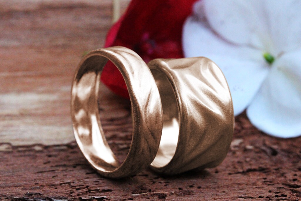 Rose Gold Wedding Rings Wedding Band Set Matching Wedding | Etsy