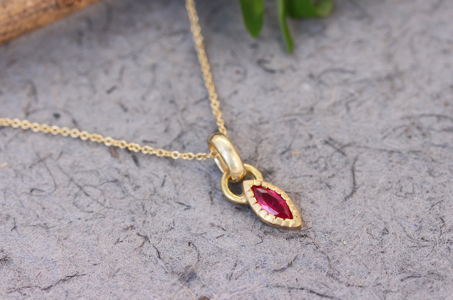 Gold Ruby Necklace, Solid Gold Necklace, 22k Gold Jewelry, Gold Pendant ...