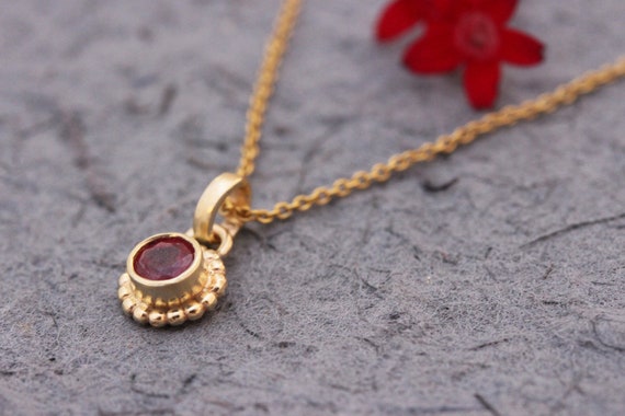 Ruby Pendant Necklace 18k Gold Necklace 14k Gold Necklace | Etsy