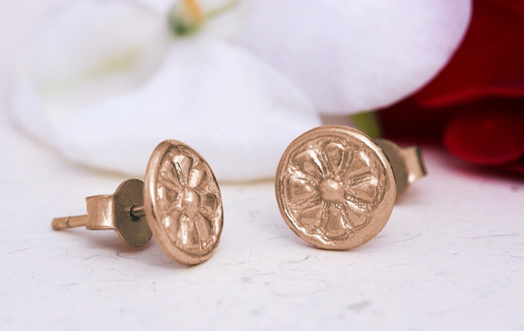 Gold Post Earrings, Rose Gold Earrings, Solid Gold Studs, 18k Gold ...