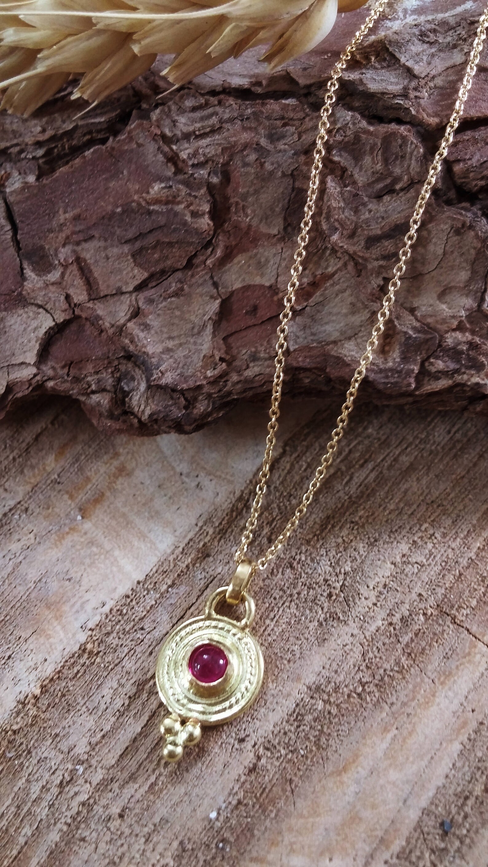 Ruby Necklace Gold Necklace 18k Yellow Gold Necklace Ruby - Etsy Israel