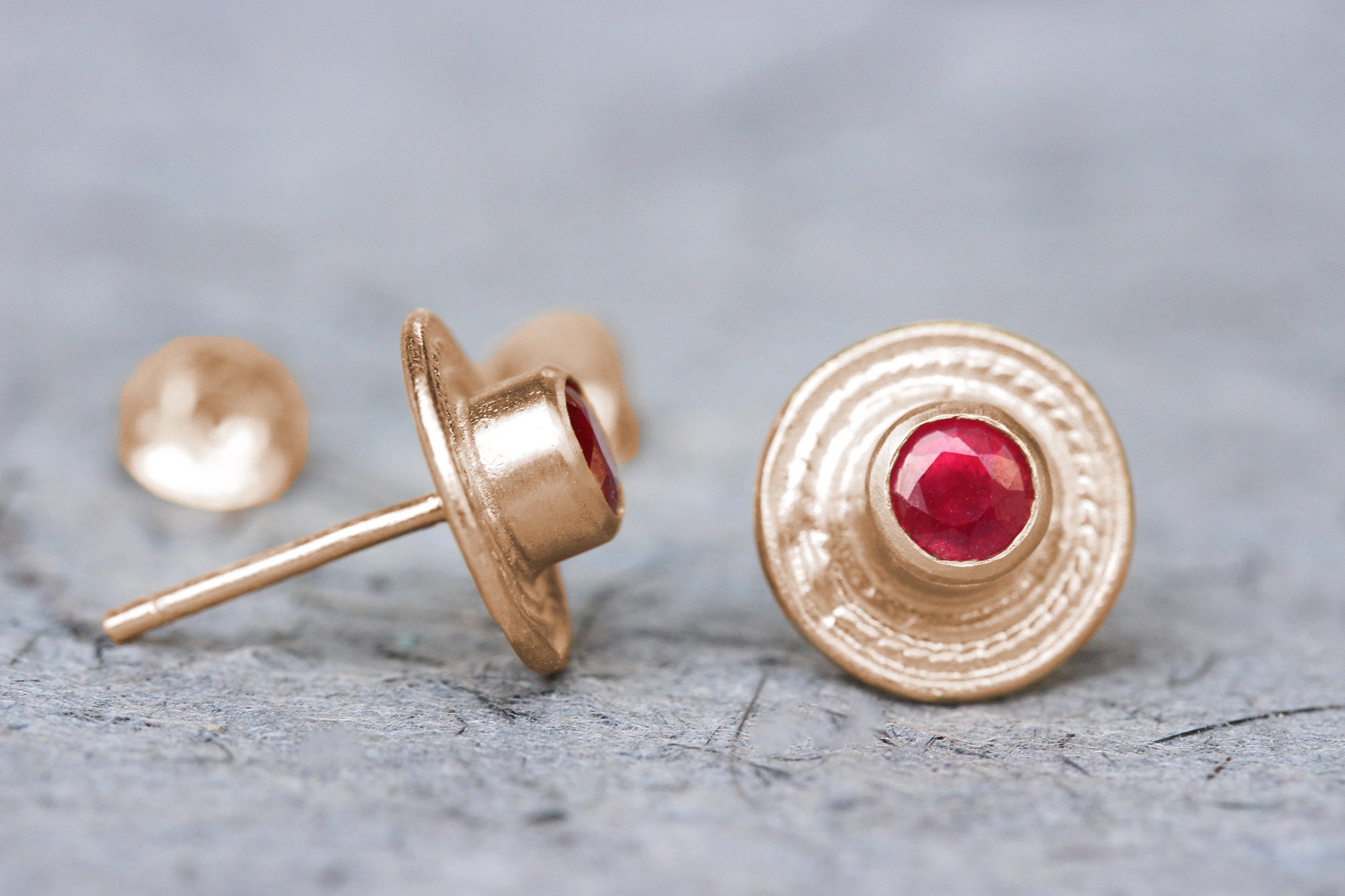 14k Gold Earrings Ruby Earrings Rose Gold Earrings Ruby | Etsy