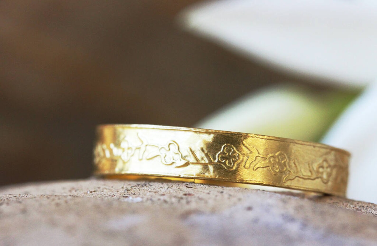 Wedding Band Women Floral Wedding Band Boho Wedding Band | Etsy