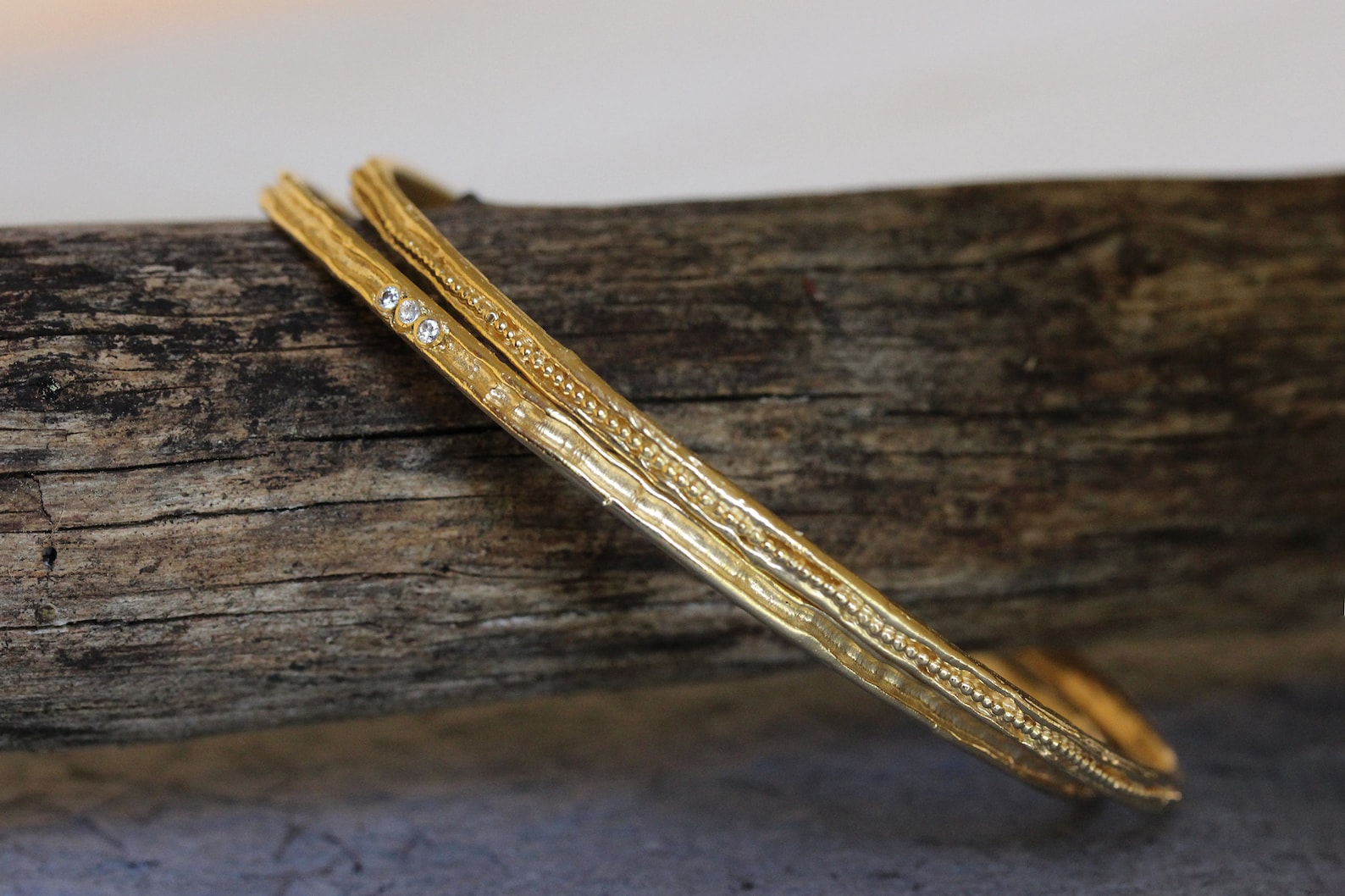 Gold Bracelet Set 14k Gold Bangles Diamond Bracelet Solid - Etsy