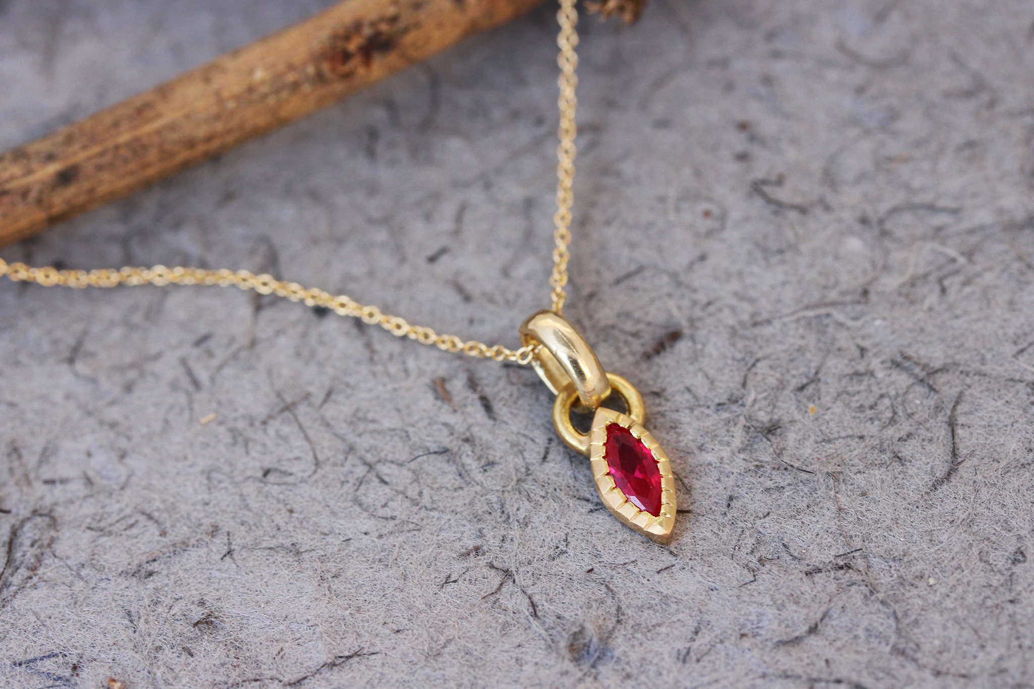 Gold Ruby Necklace, Solid Gold Necklace, 22k Gold Jewelry, Gold Pendant ...