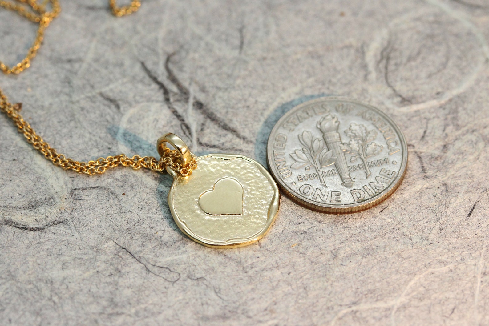 14K Gold Heart Necklace, 18K Solid Gold Heart Pendant, Real Gold ...