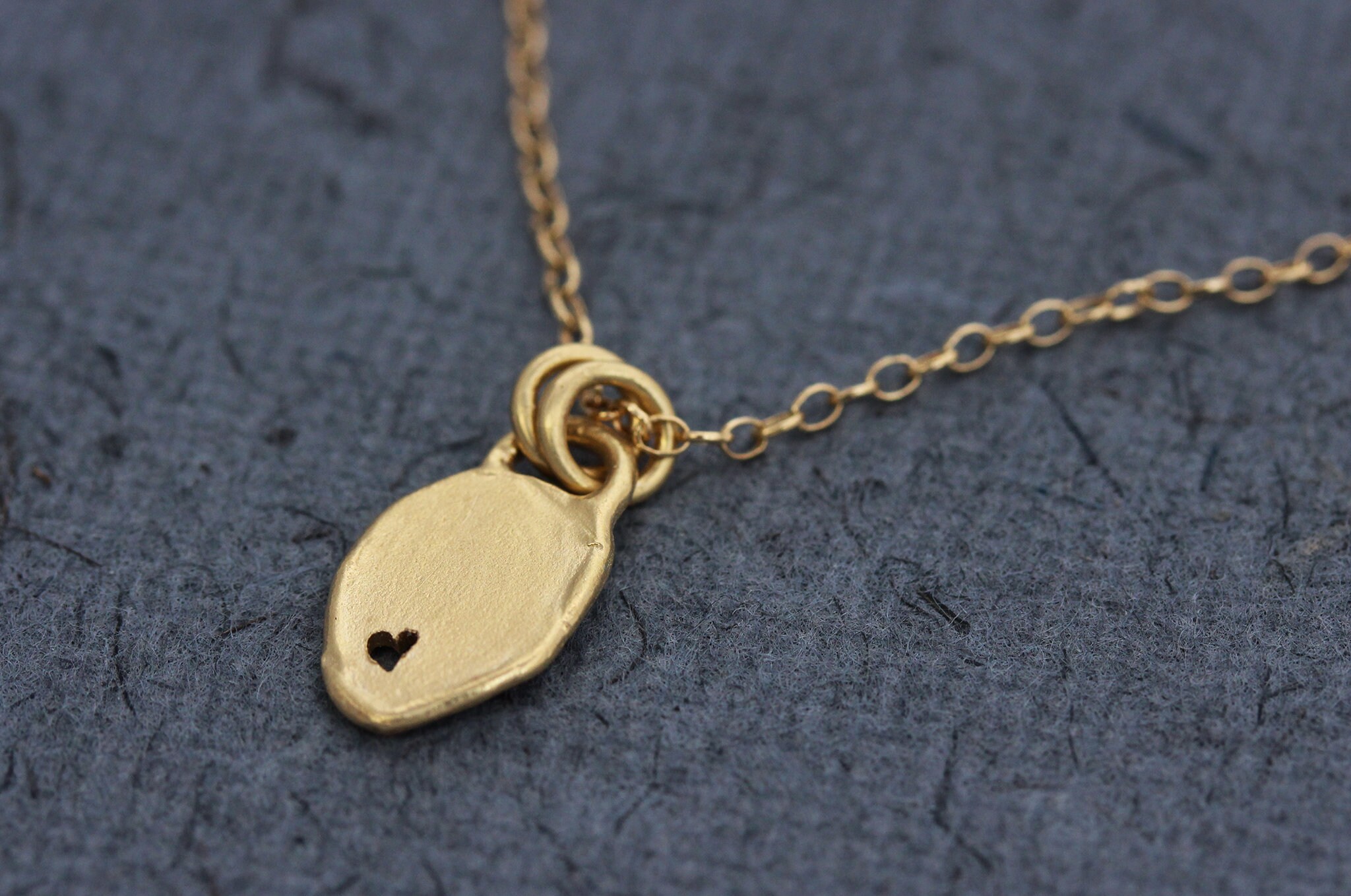 Solid Gold Necklace Heart Necklace Gold Charm Necklace 18k | Etsy