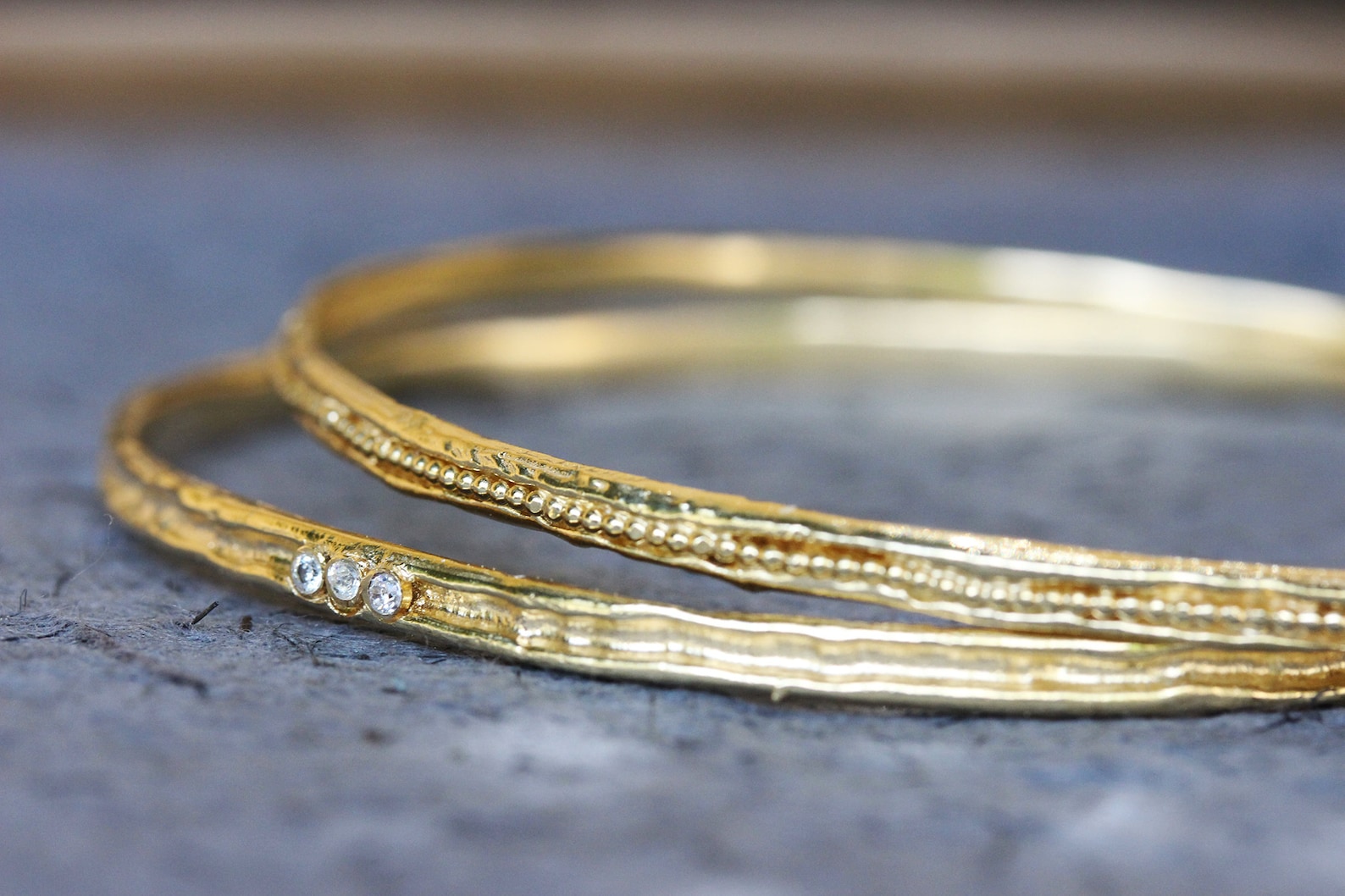 Gold Bracelet Set 14k Gold Bangles Diamond Bracelet Solid - Etsy