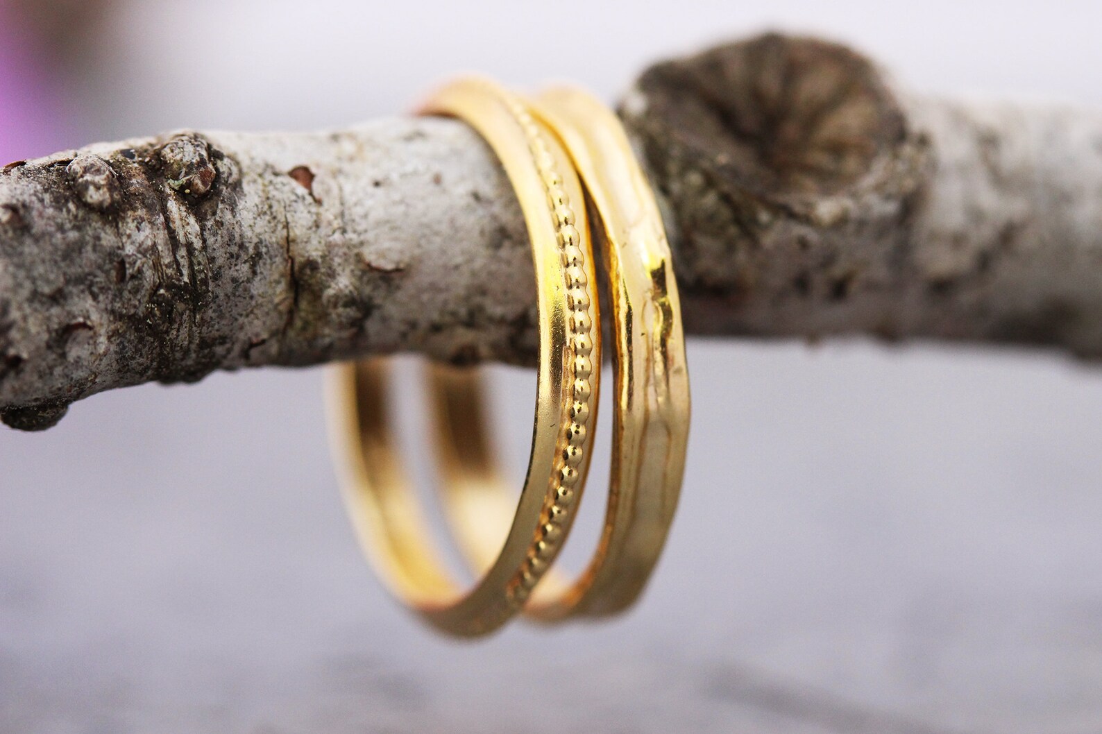 Wedding Band Set Boho Gold Jewelry Yellow Gold Wedding | Etsy