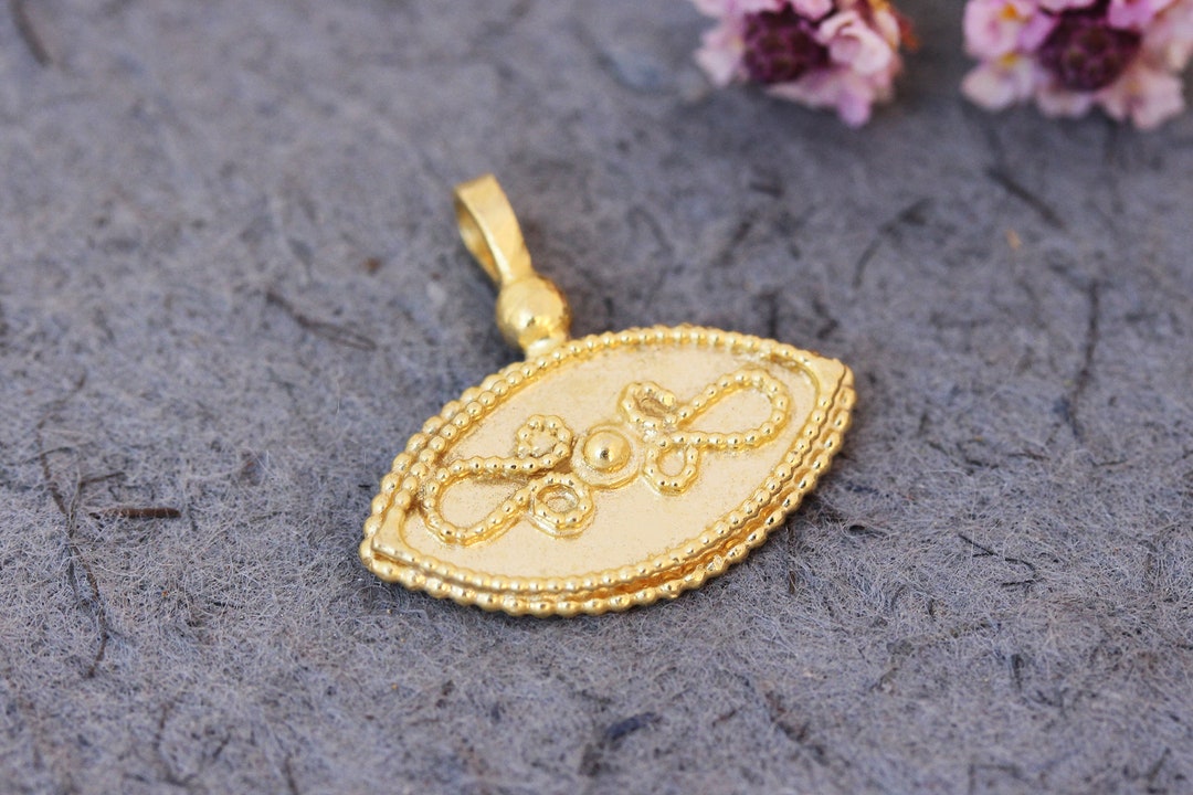 Solid Gold Pendant Boho Gold Pendant 14k Gold Pendant - Etsy