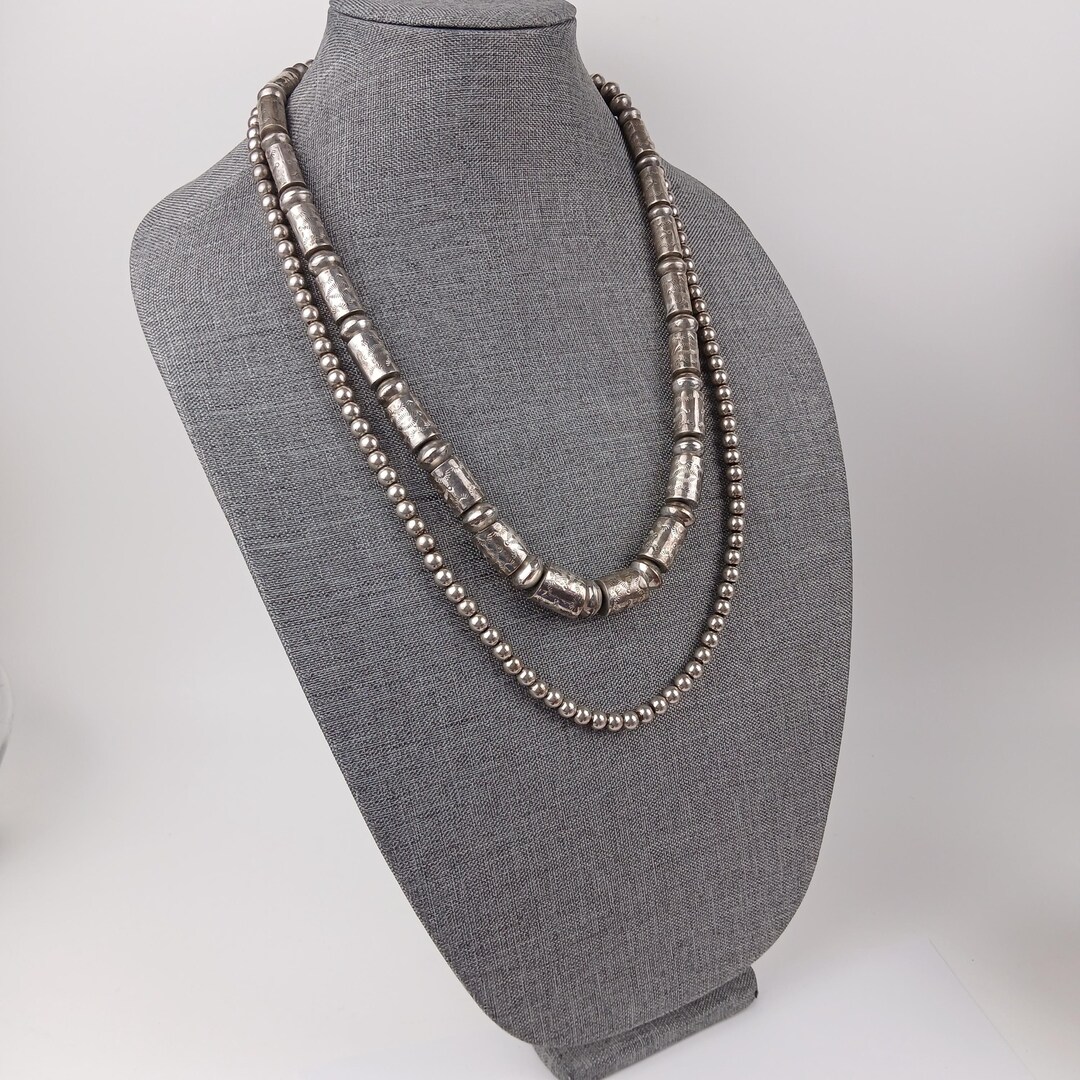 Navajo Pearl Necklaces 2 Native American Silver Bead Necklace 25in 144g 7mm Round Bead - Etsy