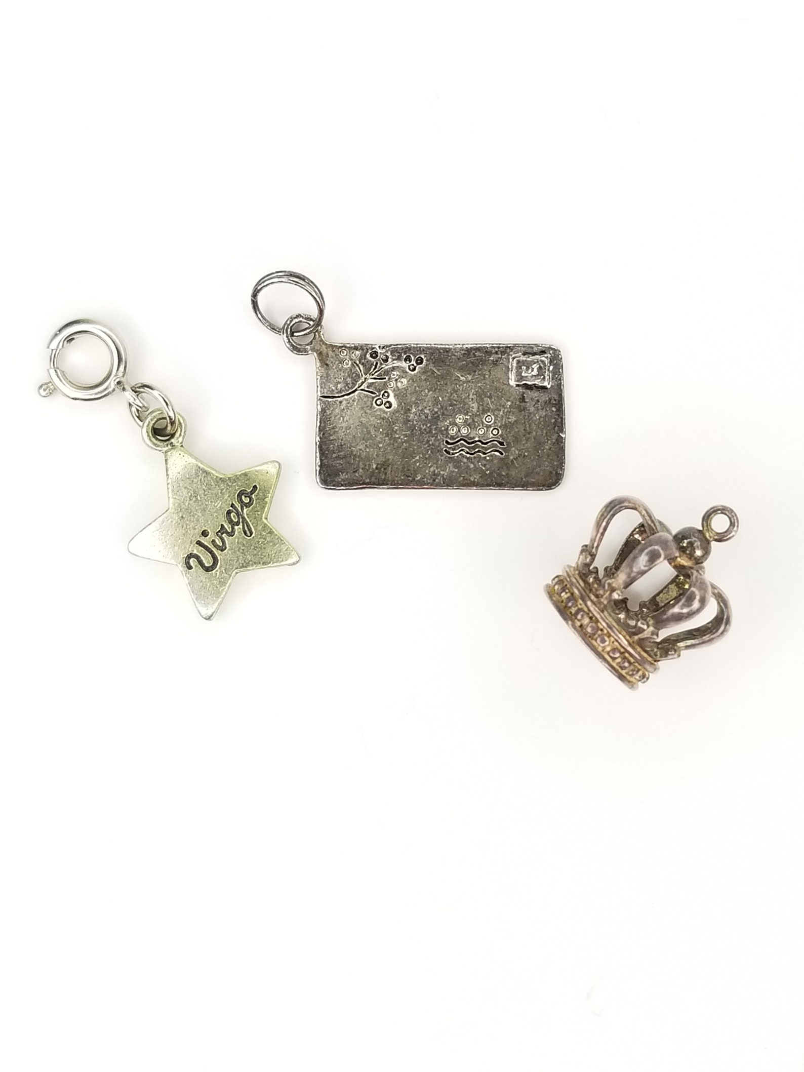 Charms for Bracelet Crown Virgo Pen Pal Envelope Snail Mail Silver ...