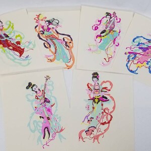 Chinese Paper Cut Art Set of 6 Mountain Folk Goddess Women - Etsy