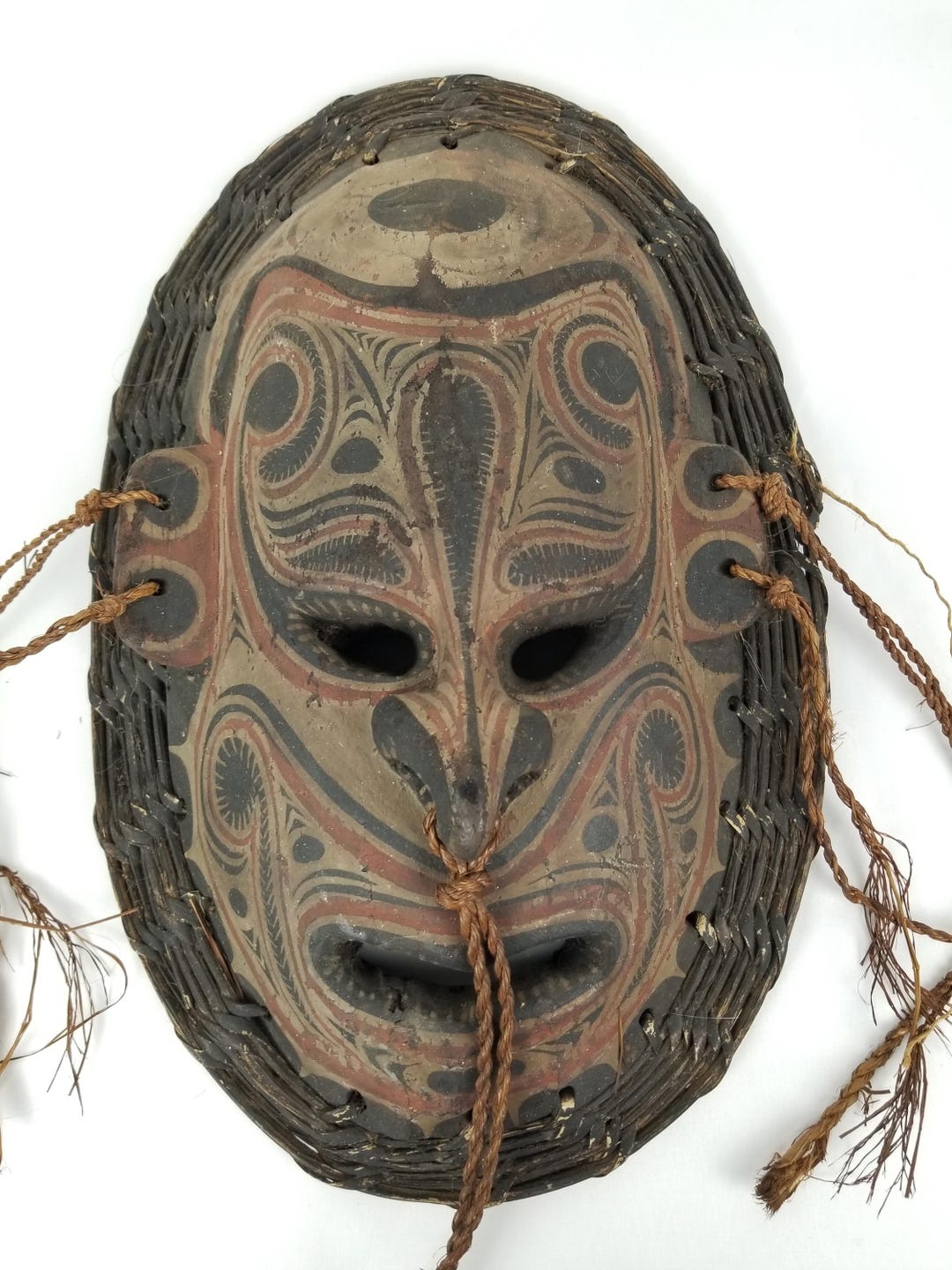 Papua New Guinea Mask 15" Carved Wood Amulet Protection Sepik River ...