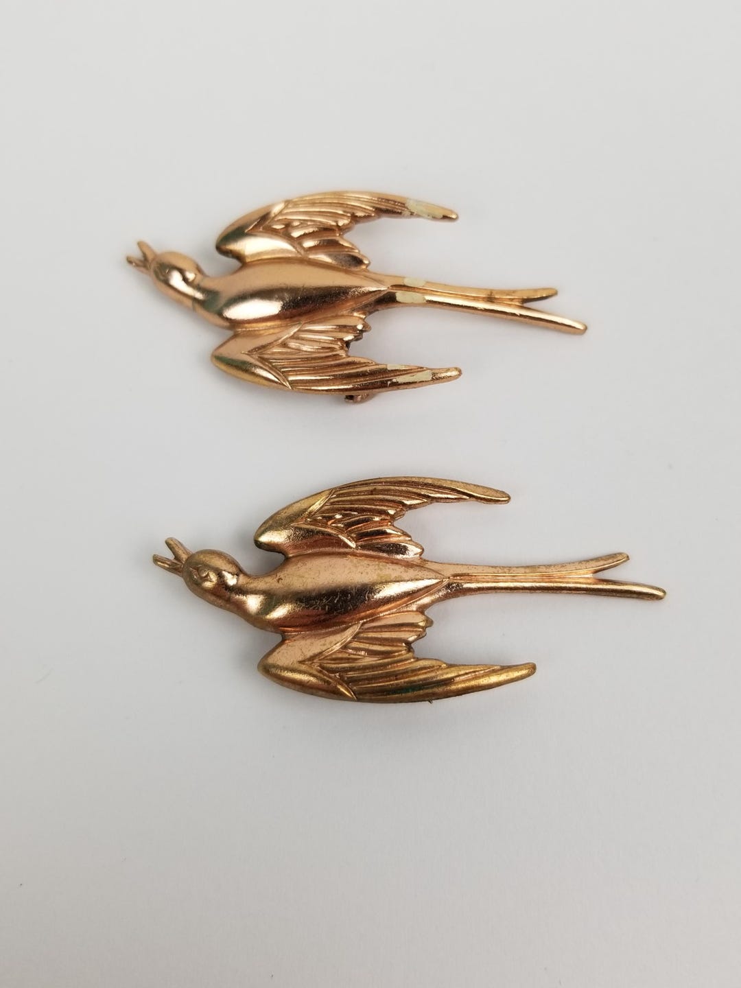 Coro Bird Pin Pair Swallows 1940s Signed Dove Couple Duette Clip ...