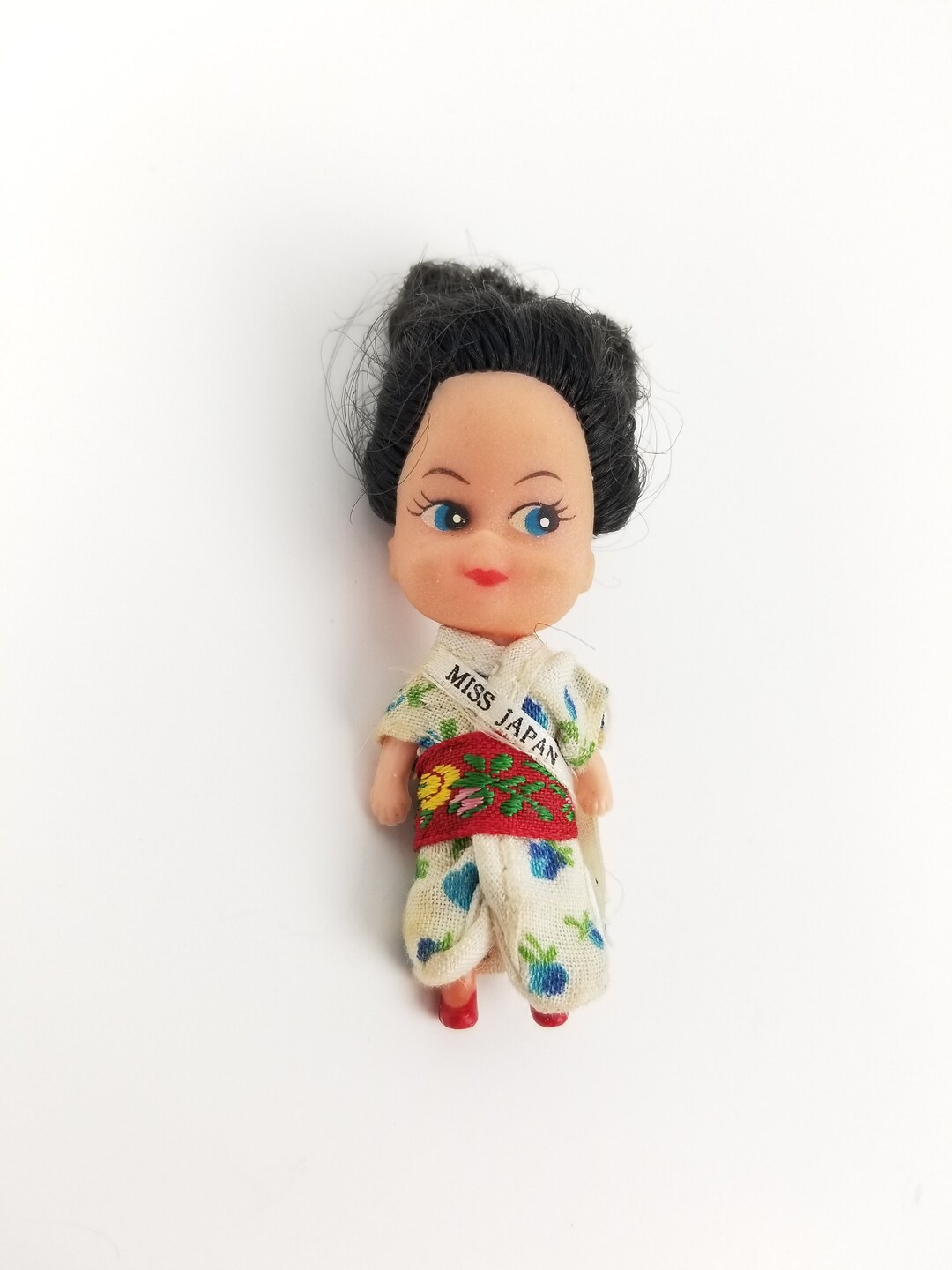 Vintage 1960s Doll Kiddles Miss Japan Rooted Brown Doll Hair Blue Eyes ...