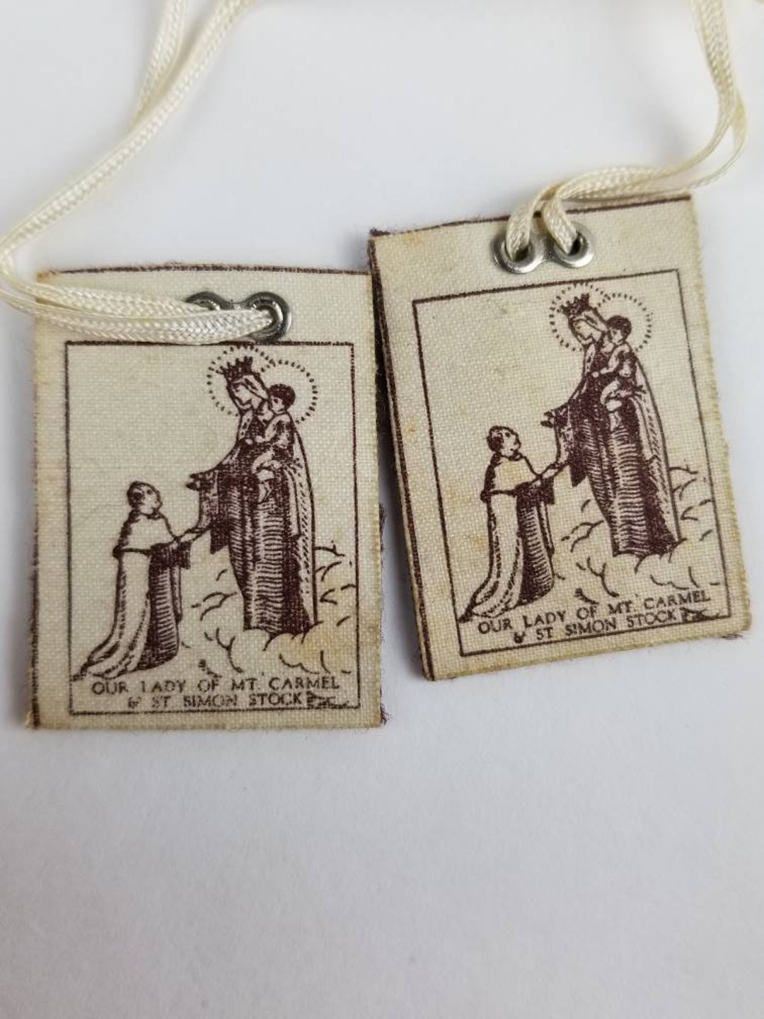 Antique Catholic Scapular Brown Wool Carmelite Handmade Devotional ...