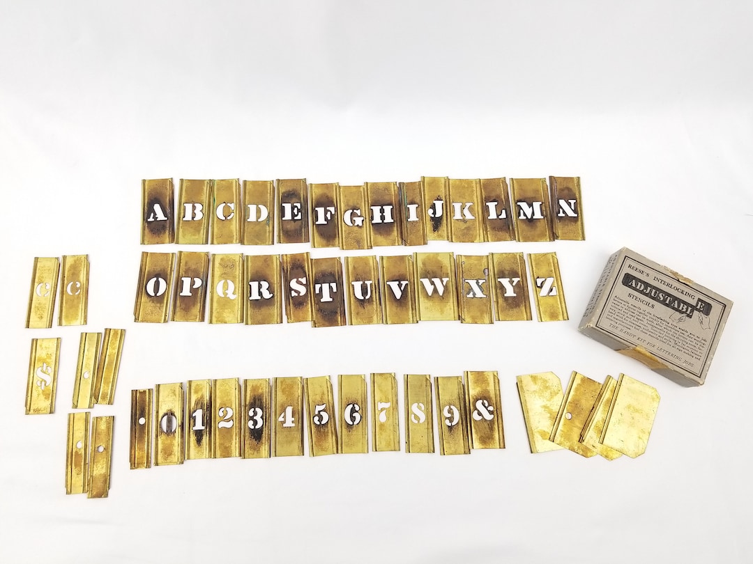 Brass Stencil Letters Half Inch Interlocking Adjustable Letters Numbers ...