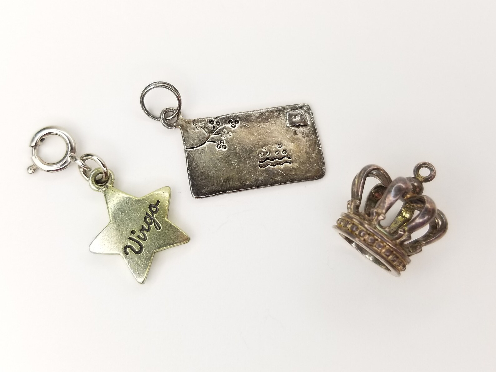 Charms for Bracelet Crown Virgo Pen Pal Envelope Snail Mail Silver ...