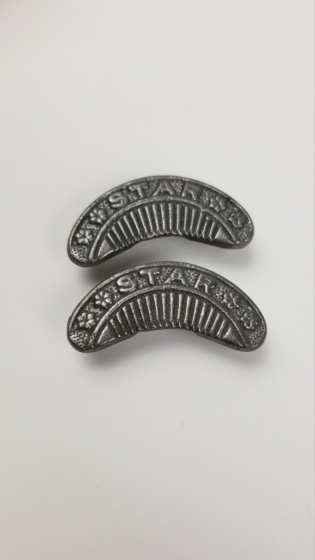 Pair of Vintage Shoe Heel Plate Metal Star Brand Made in England Tack ...