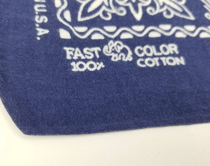 Rare Vintage Fast Color Trunk up Indigo Blue Paisley Bandana - Etsy