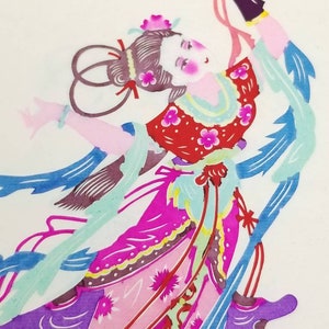 Chinese Paper Cut Art Set of 6 Mountain Folk Goddess Women - Etsy