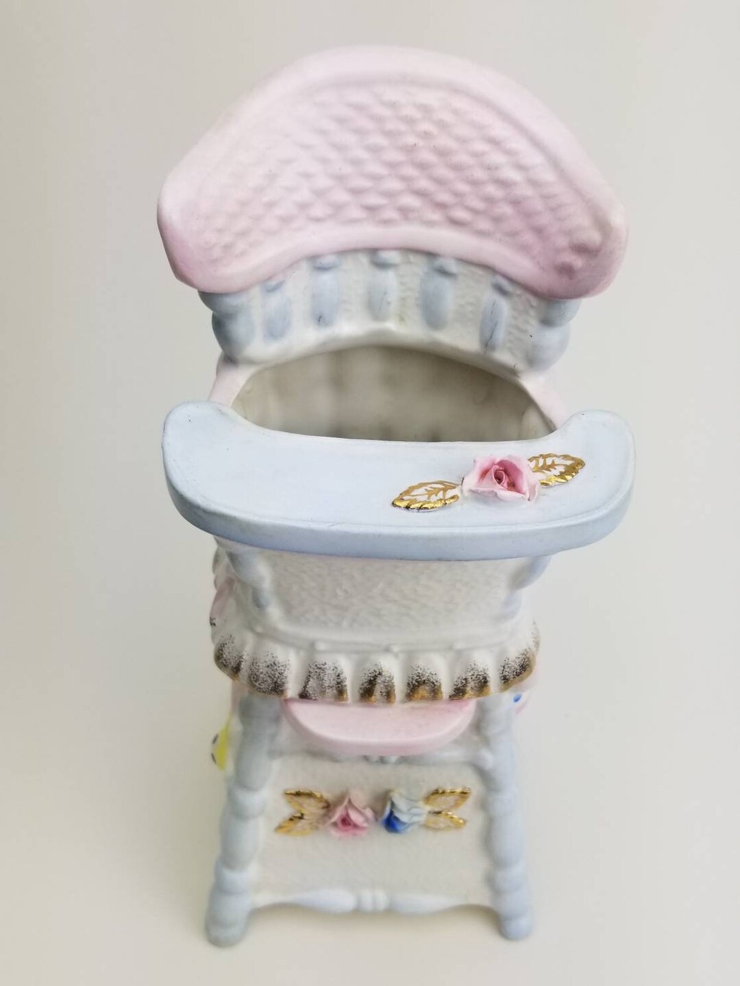 1962 Napco Planter Kitsch Baby High Chair Rose Flower Vase Nursery ...