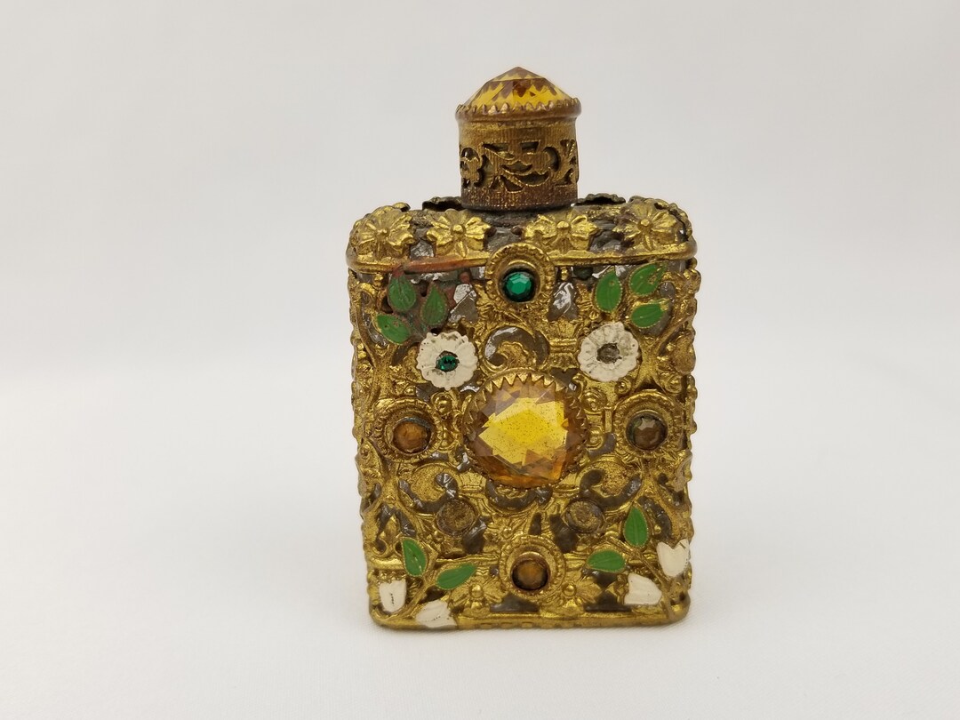 Antique Jeweled Perfume Bottle Dipper Pocket Cosmetics Hollywood ...
