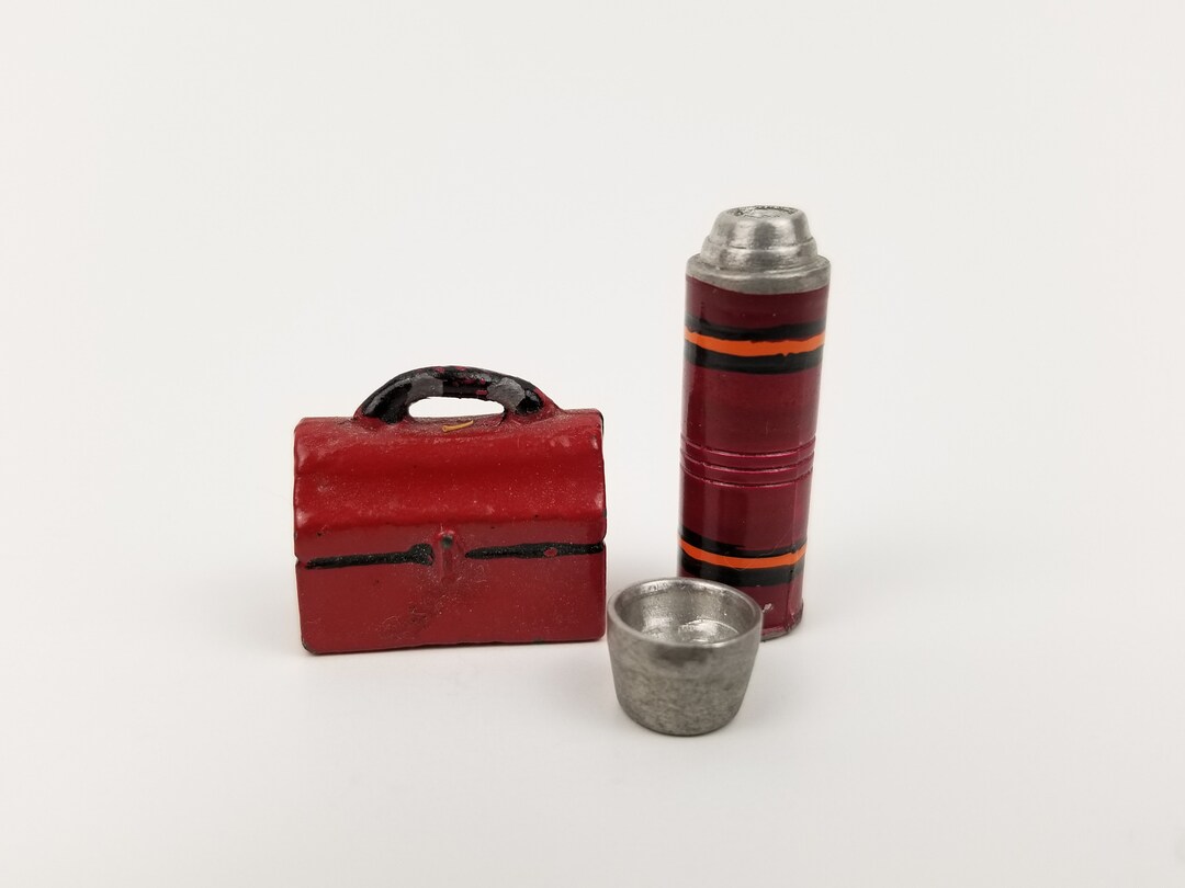 Miniatures Red Thermos and Lunchbox Model Train Set Pewter - Etsy