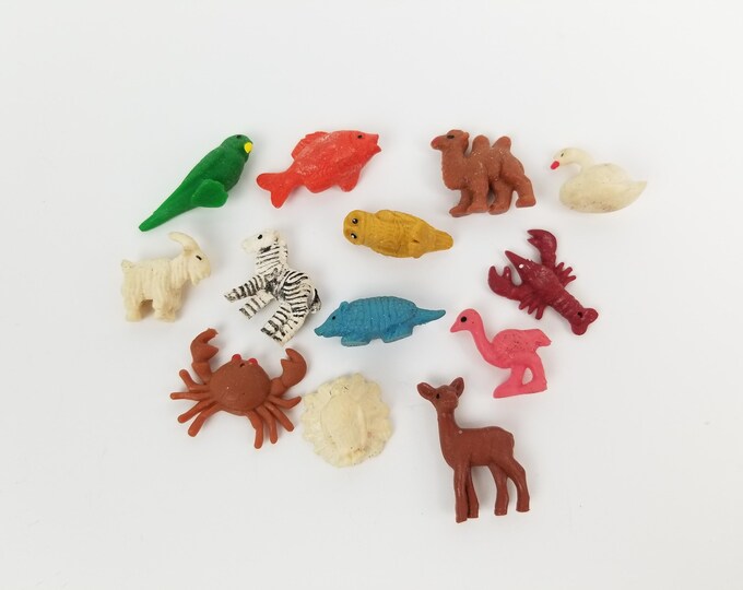 Schleich Rare Miniature Animals 3cm Rubber Armadillo Owl Budgie Crab ...