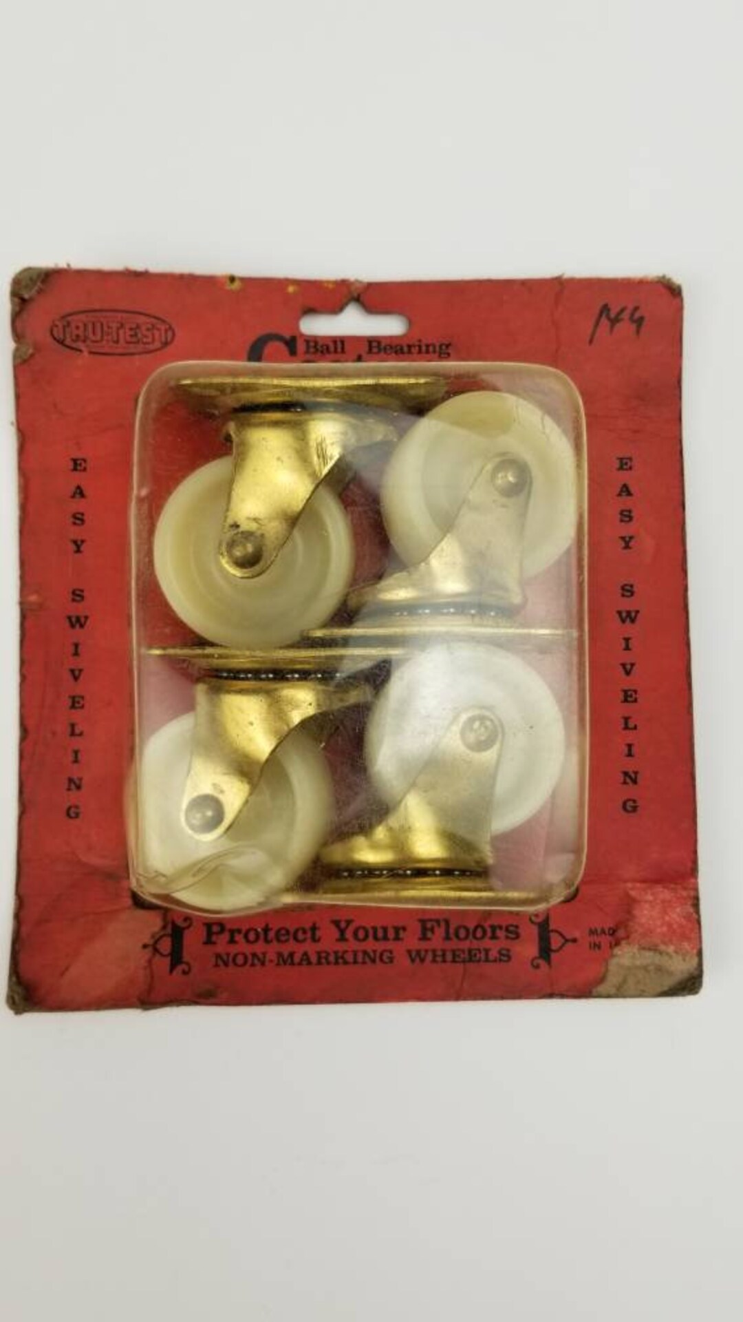 Caster Wheels White Plastic 1.5" Gold Metal Swivel Square Plate ...