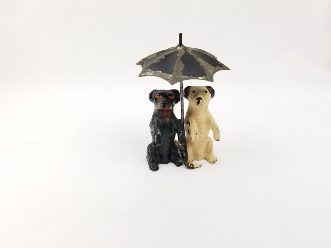 Antique Dogs Under Umbrella 1900 Georg Heyde Germany Animal Cold ...