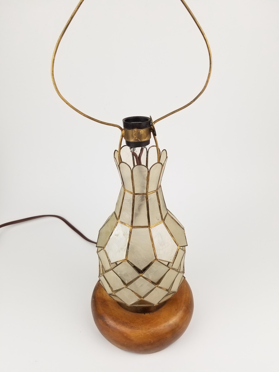 Cottagecore Italian Capiz Shell Table Lamp Light Florentine Gold Leaf ...