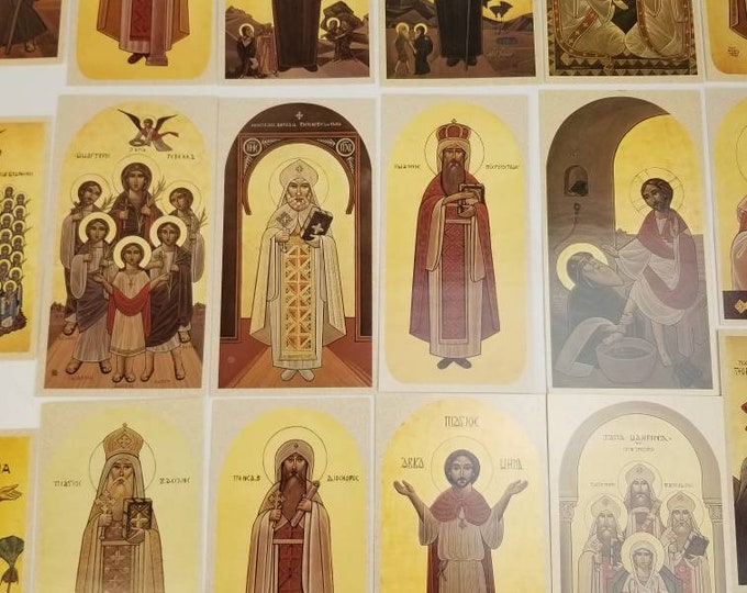 Coptic Orthodox Icon Cards 18 Total Gold Christian Art Catholic Saints ...