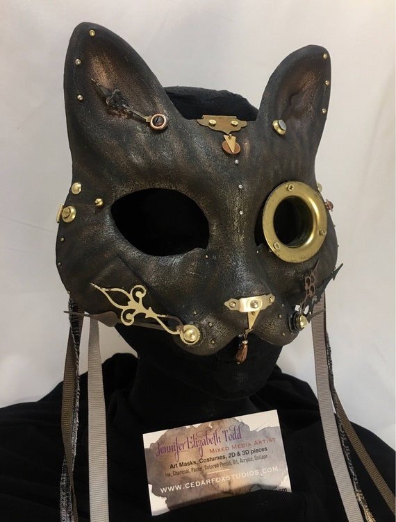 Cat Mask Steampunk Costume clockwork Cat 3 | Etsy