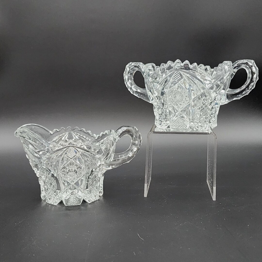 Antique Imperial Glass NUCUT Sugar Bowl and Creamer Set Crystal ...