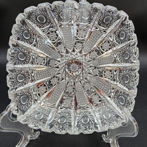 Bohemian Crystal Czech Cut Glass Hand-cut Queens Lace 8 Square Low Bowl ...